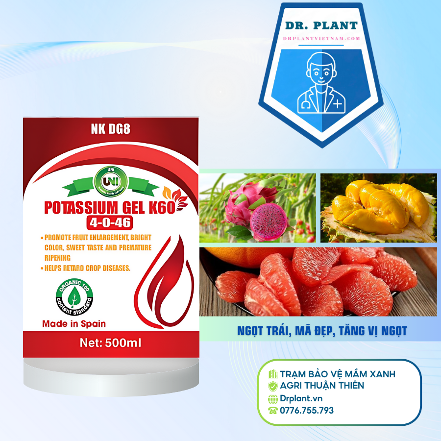 POTASSIUM GEL K60 4-0-46 – ĐỀU TRÁI, TĂNG VỊ NGỌT